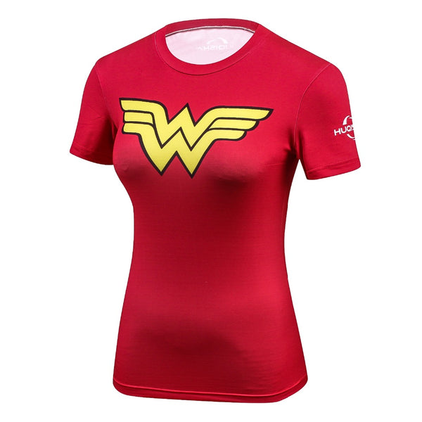 Women's sportswear: Fitness compression T-shirt - Wonder Woman red ...