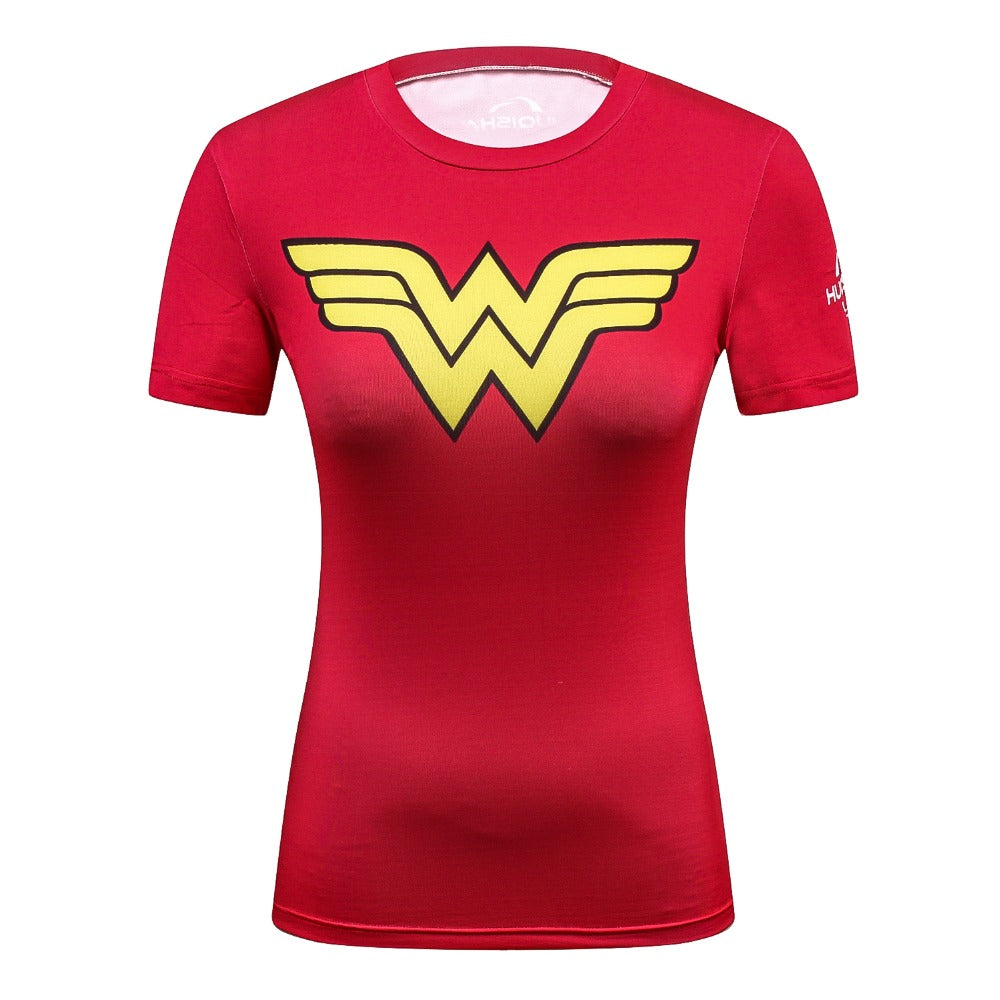 Women's sportswear: Fitness compression T-shirt - Wonder Woman red ...